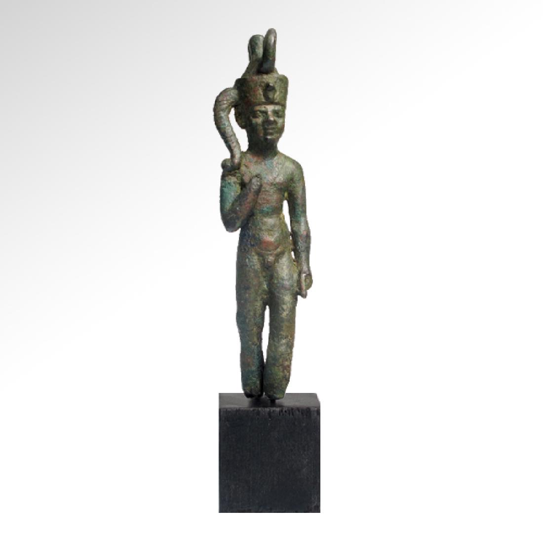 Egyptian Bronze Figure of Harpocrates, c. 300 B.C.