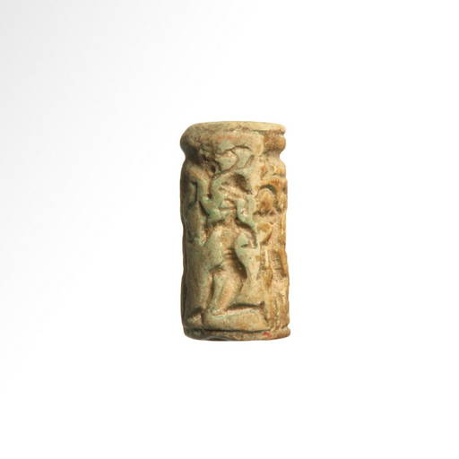 Steatite Cylinder Seal With Gods And Animals, Mittanni,