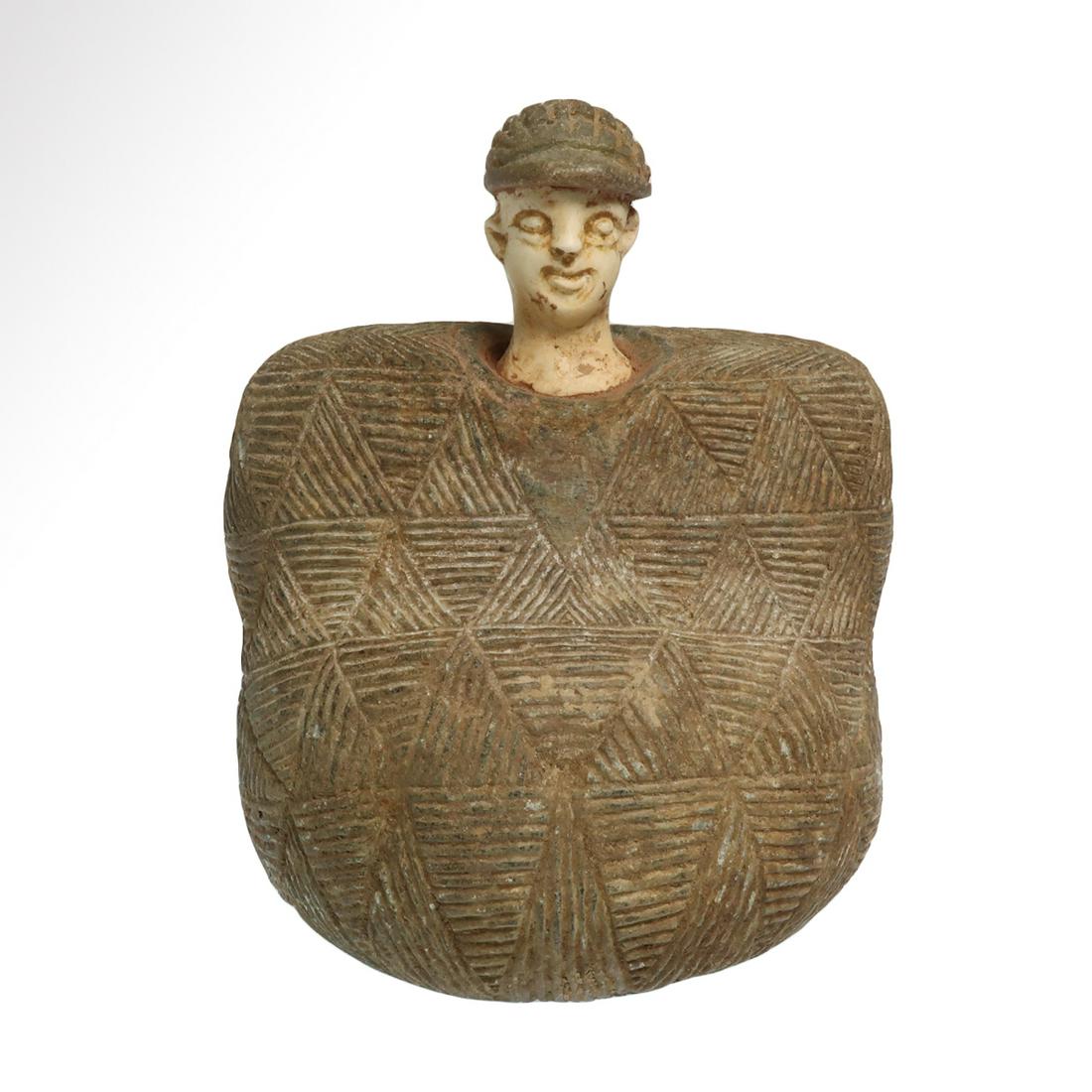 Large Bactrian Chlorite And Steatite Figure Of A Seated Man, C. 2000 B ...