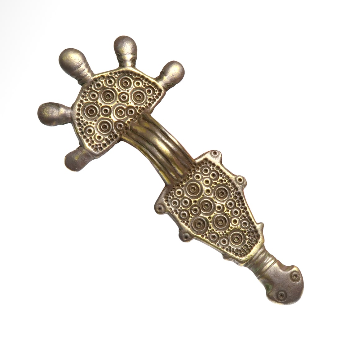 Merovingian Gilt Bronze Bow Fibula Brooch, C. 6th Century A.d. Auction