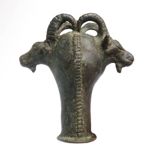 Bactrian Bronze Mace With Two Stag Heads, C. 2000 1500 B.c.