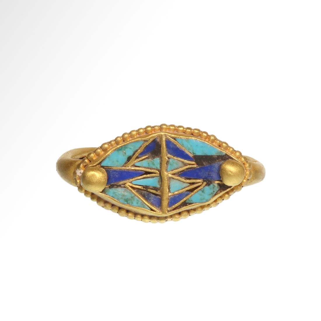 Egyptian Gold Ring With Turquoise And Lapis Lazuli Stone Lotus ...
