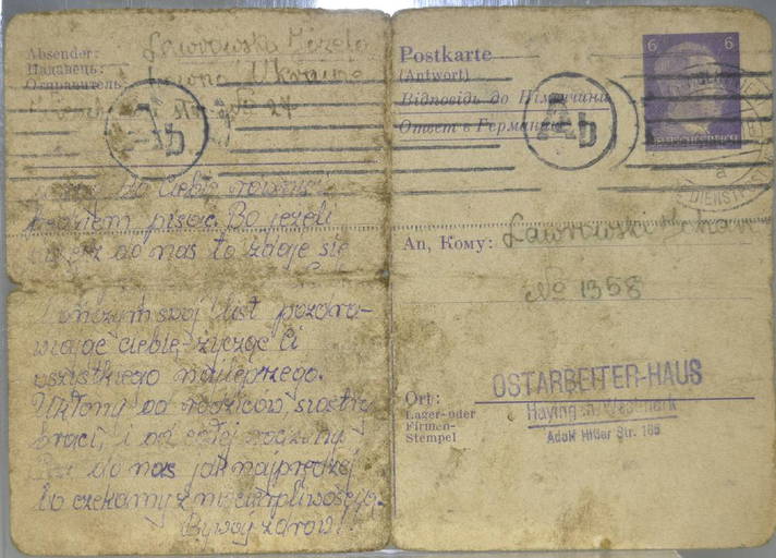 Ostarbeiter Postcard Dated 1943 - Jun 02, 2019 | Gallery 95 Auction in SC