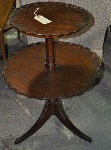 Two Tier Pie Crust Dumbwaiter Table