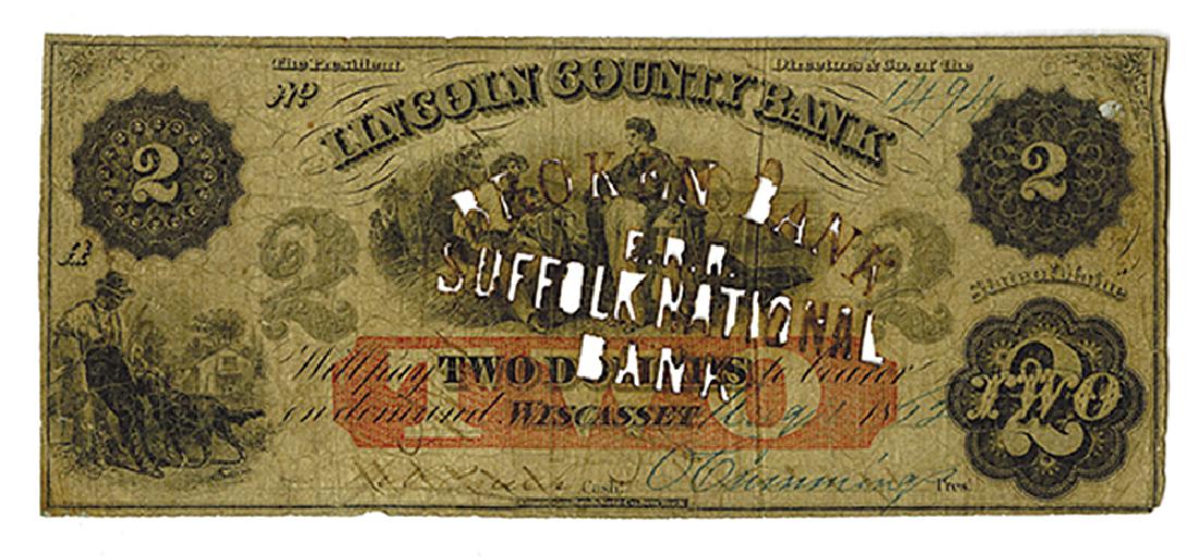 Lincoln County Bank, 1862 Issued Obsolete Banknote.