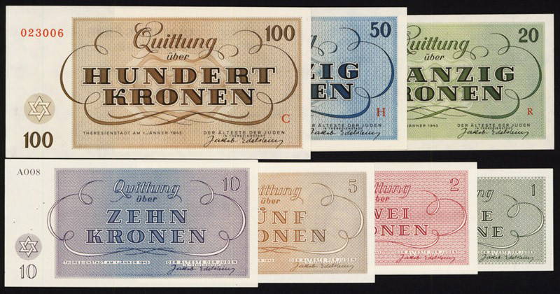 Theresienstadt Concentration Camp Scrip Set Of 7 N