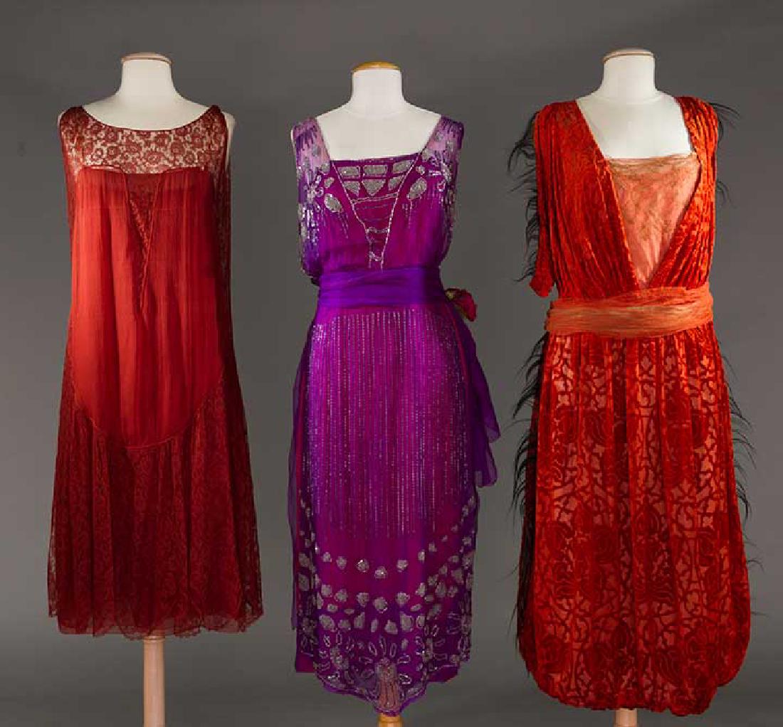 THREE PARTY DRESSES, 1920s