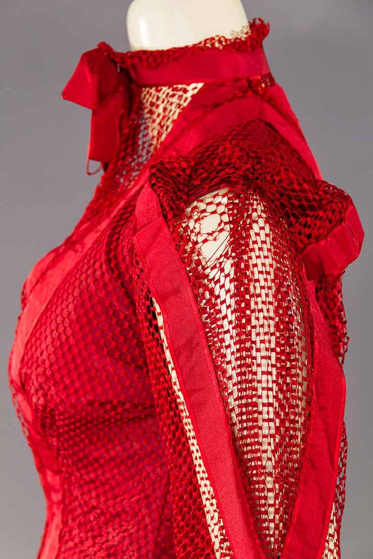 BLOOD RED PARTY GOWN, PITTSBURG, PA. c. 1890