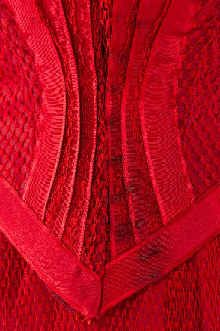 BLOOD RED PARTY GOWN, PITTSBURG, PA. c. 1890