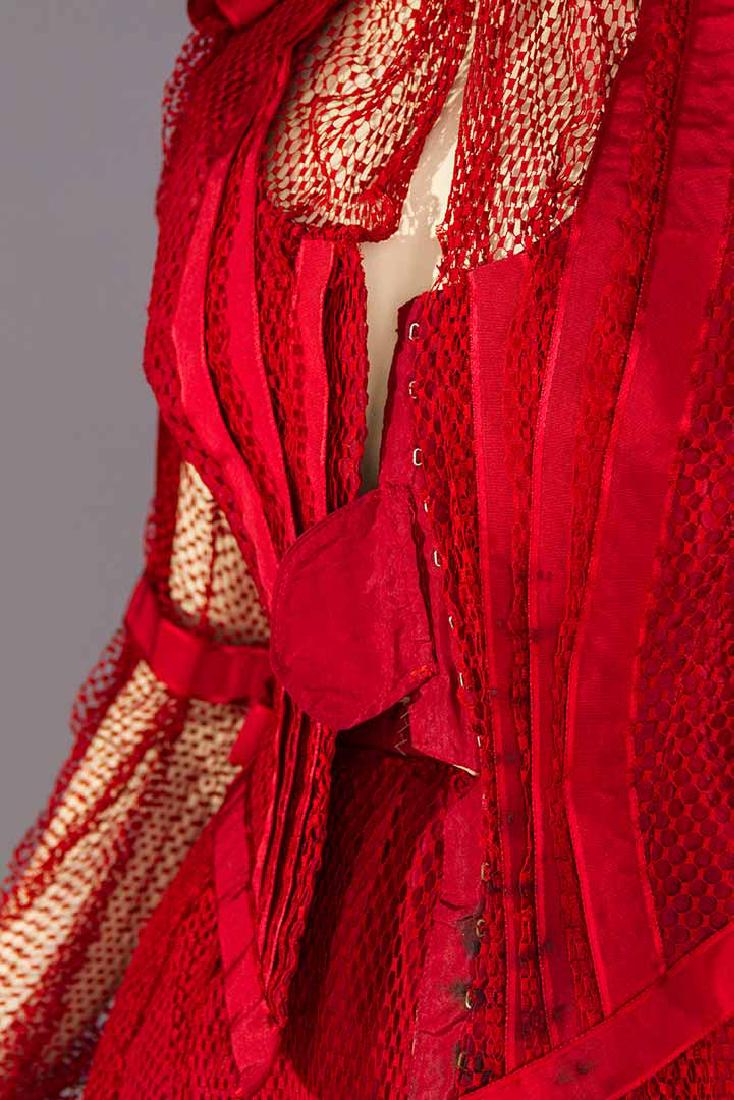 BLOOD RED PARTY GOWN, PITTSBURG, PA. c. 1890
