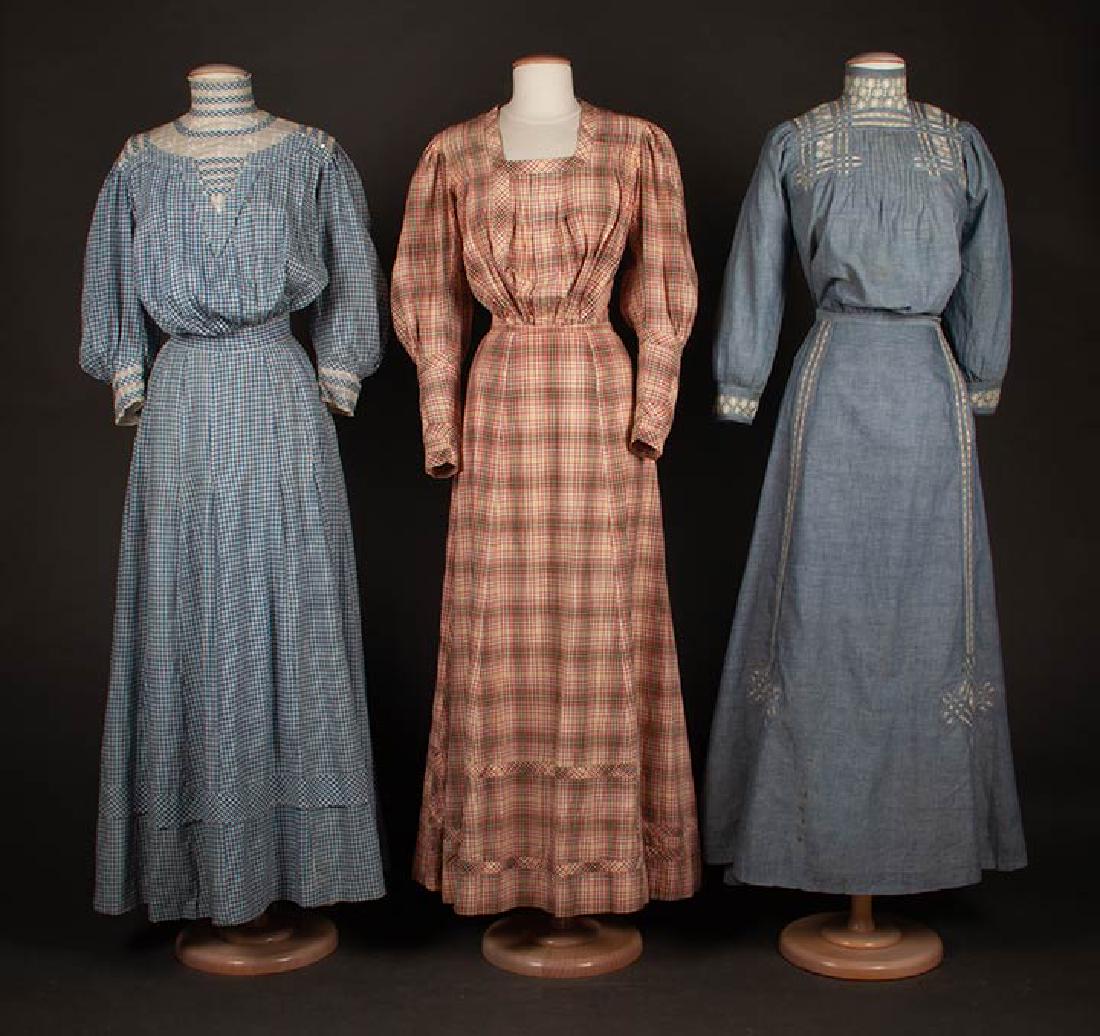 THREE COTTON DAY DRESSES, 1905-1910