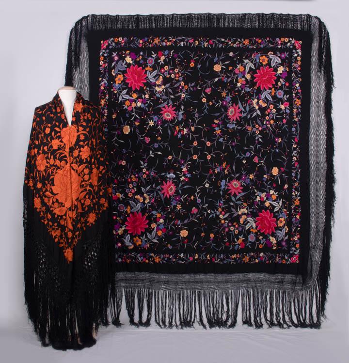 Two Reversible Manton De Manila Shawls, 1920 1930s