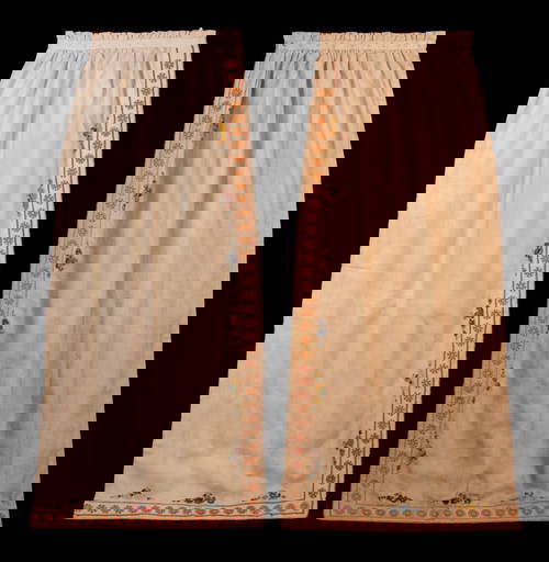 Late Arts & Crafts Movement Hand Embroidered Curtains, 1920s