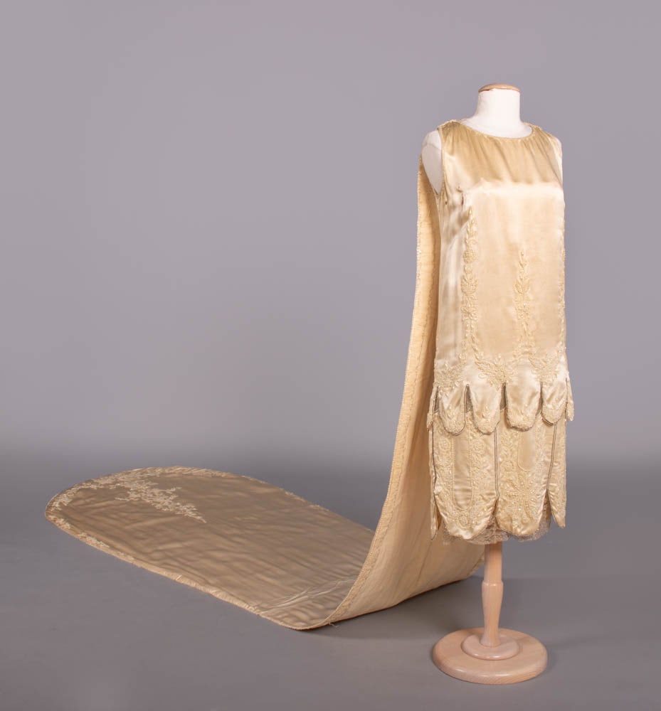 Pearl Embroidered Three Piece Wedding Gown, C. 1925 Auction