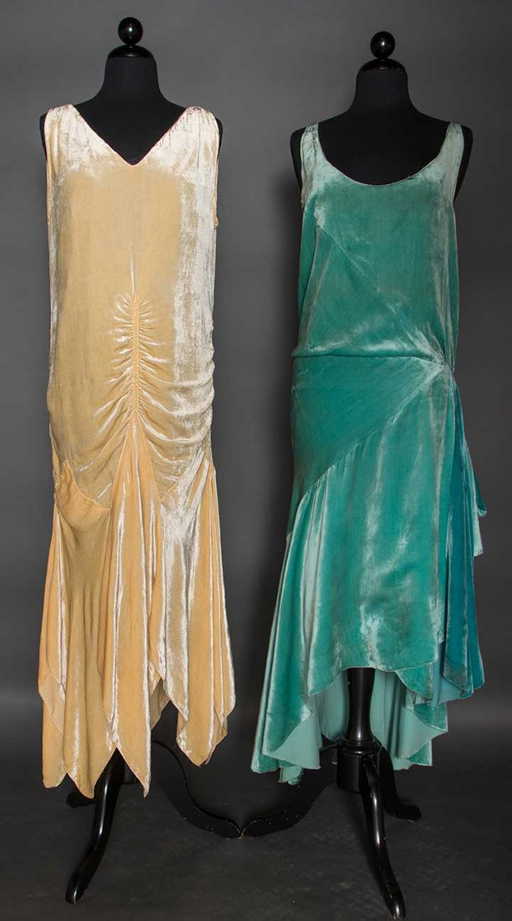 Two Silk Velvet Evening Gowns 1928 1932