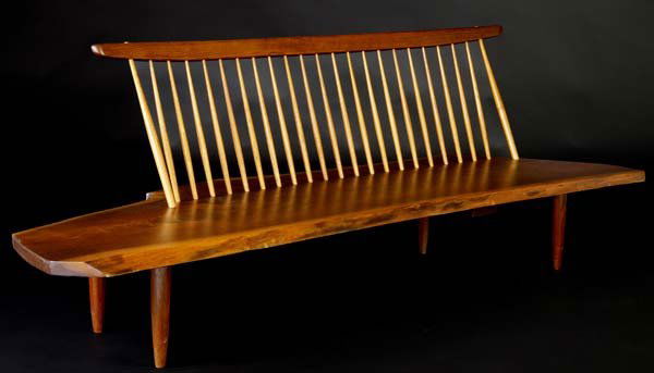 7: GEORGE NAKASHIMA Walnut Conoid Bench with Back, its
