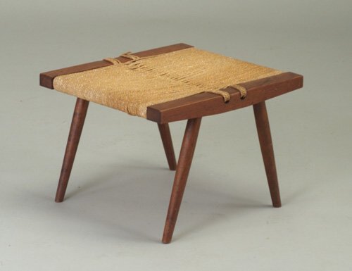 George Nakashima Walnut Grass Seat Stool