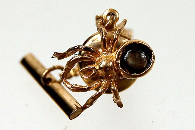Vintage 14k Black Sapphire Spider Tie Tack