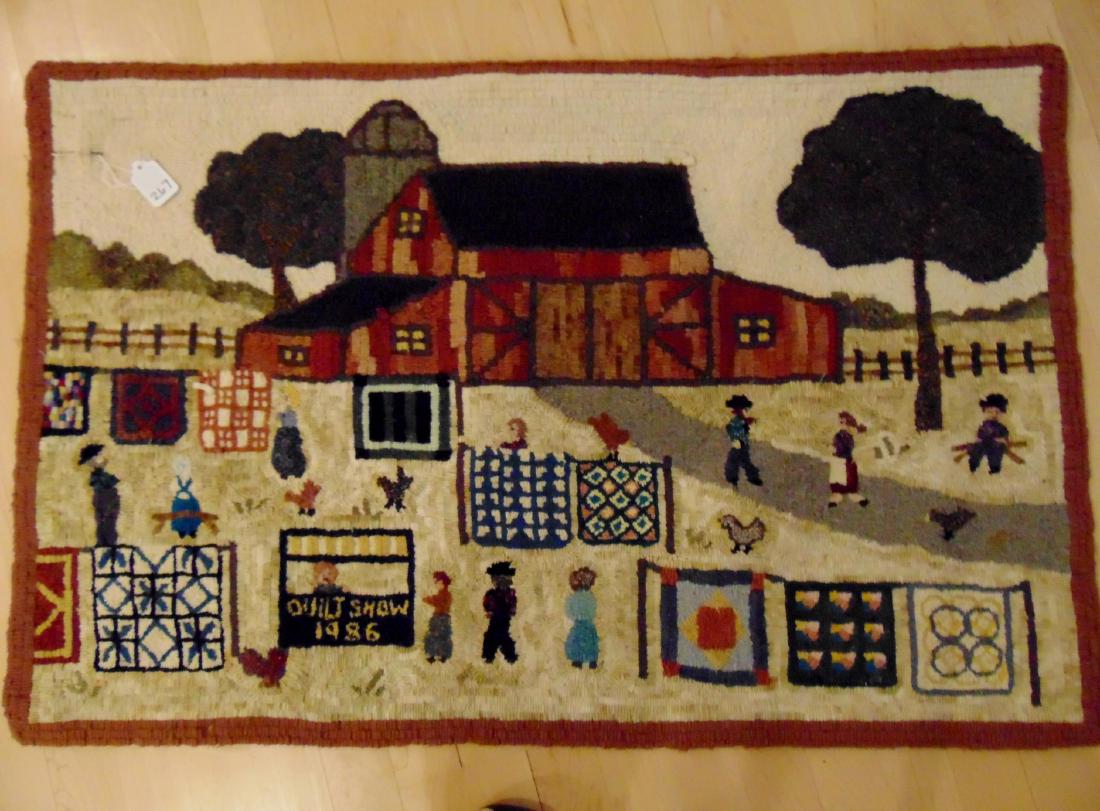 Peggy Teich Hand Hooked Folk Art Rug