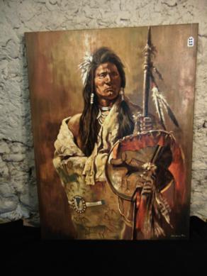 Artist Min Song Ree Oil Painting Of Native American Man