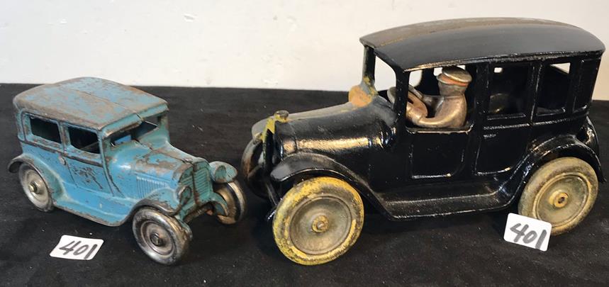 2 Rare Arcade Antique Cast Iron Cars