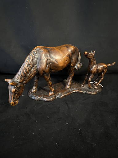 Bronze Horse And Colt Statue