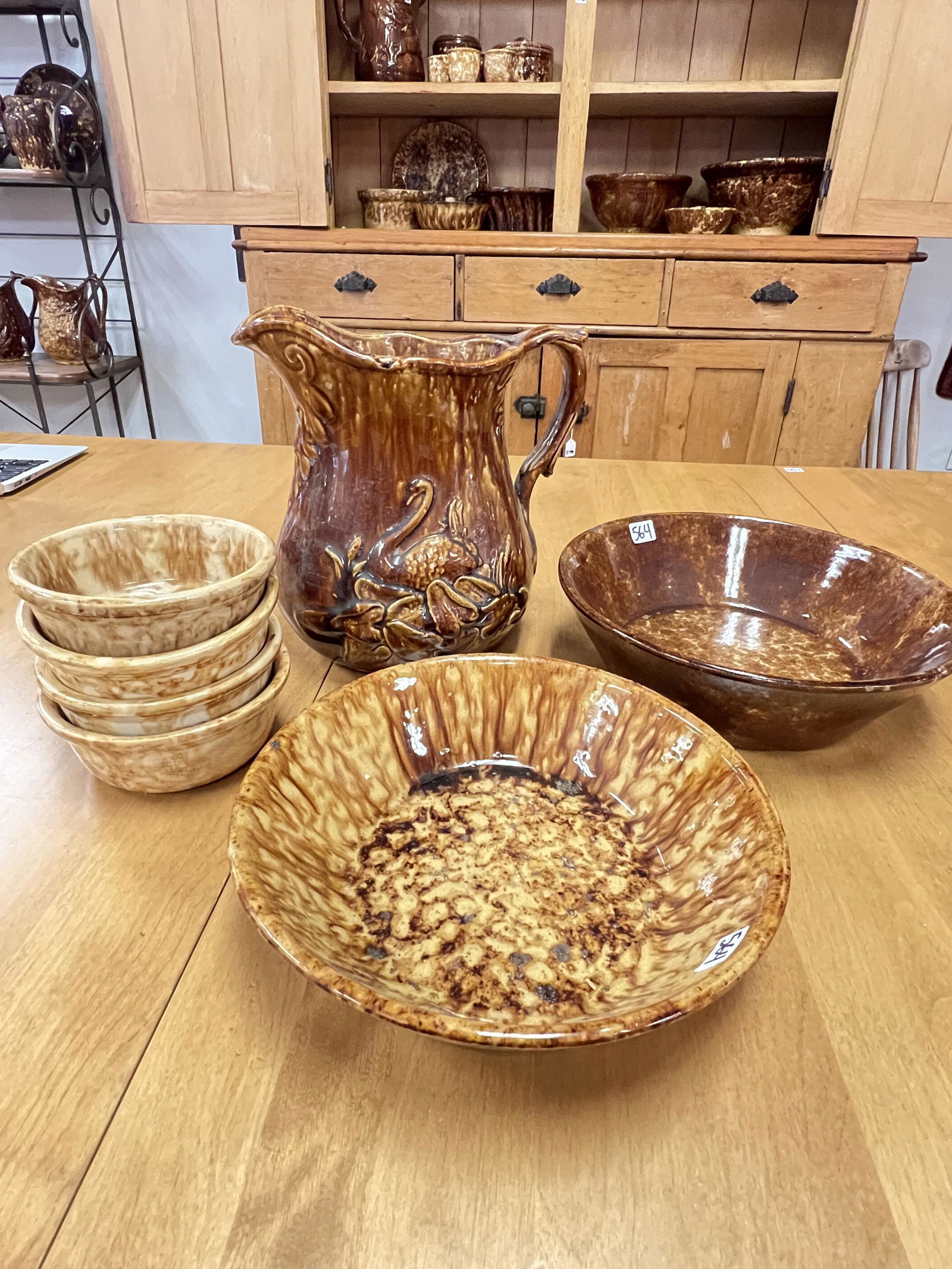 Bennington Pitcher & 6 Bowls