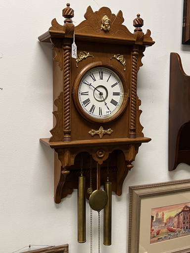 American Waterbury Wall Hung Weight Driven Clock