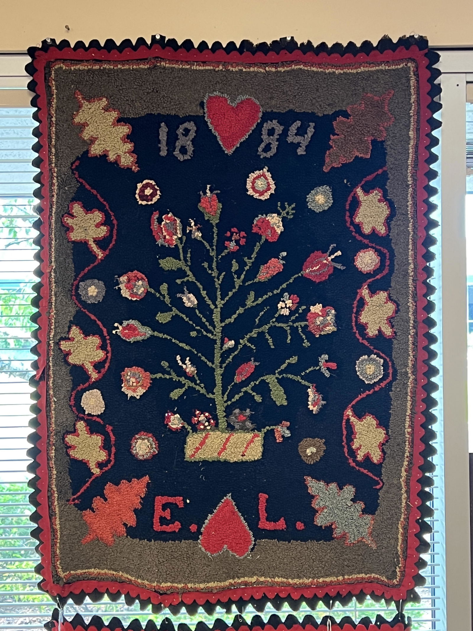 Wisconsin Made Folk Art Hooked Rug