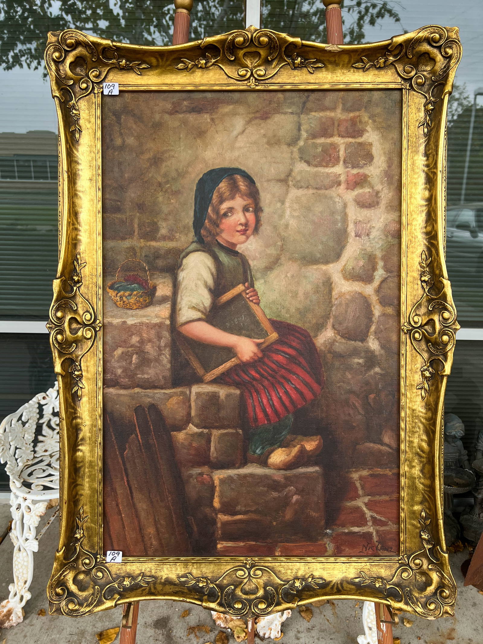 A Signed Nicholas Lenz Oil On Canvas Of A Darling Young Dutch School ...