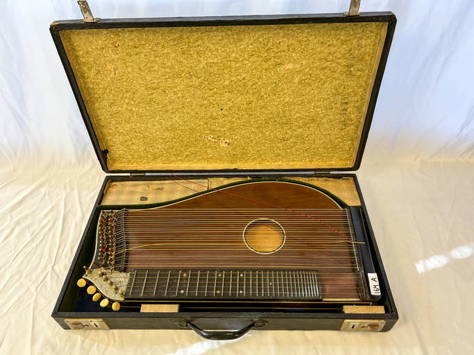 A Turn Of Century 26 String Zither With Five String Sideboard