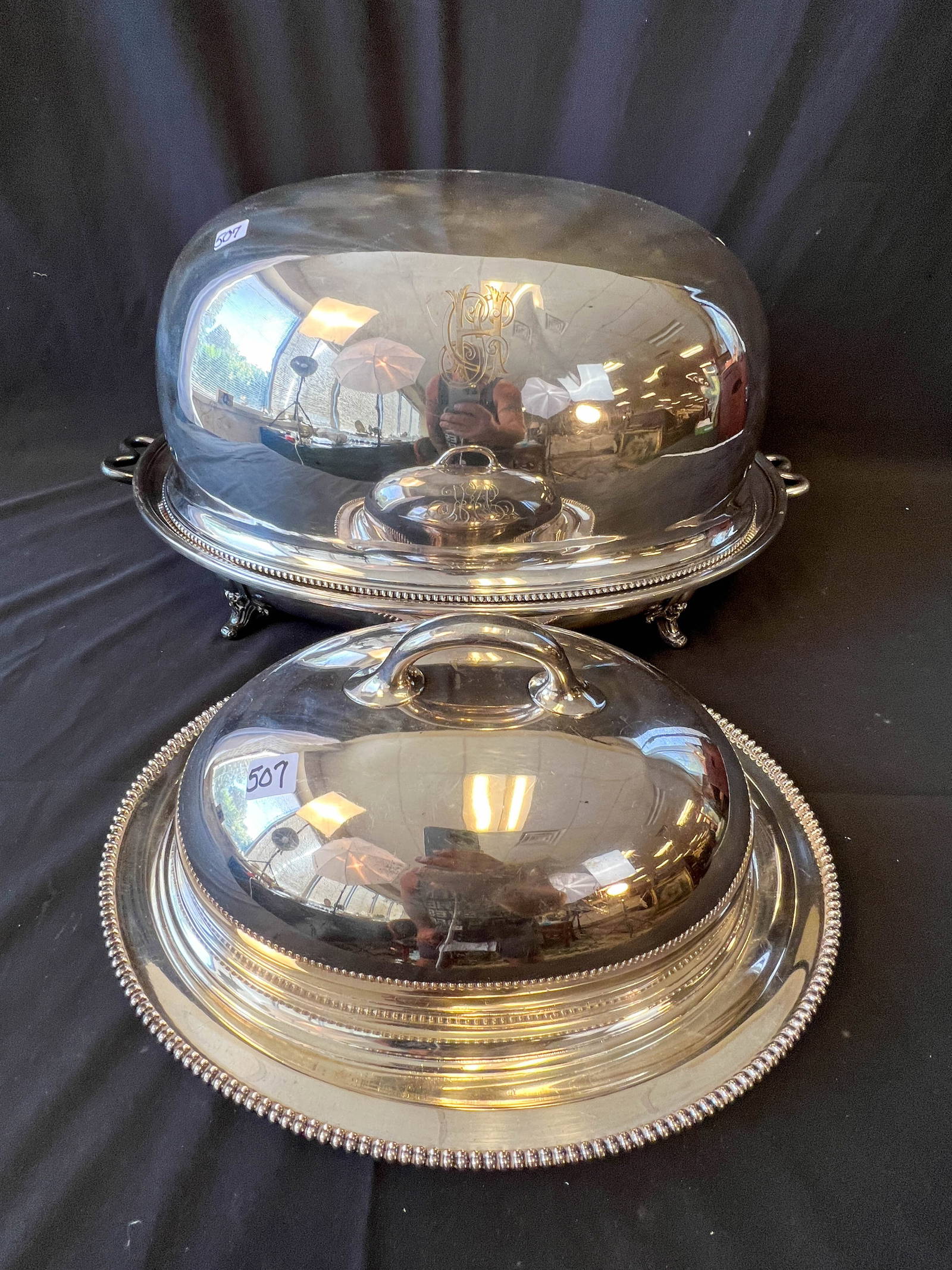 Immense Silver Plate Domed Cover Along With The Original Serving Tray ...
