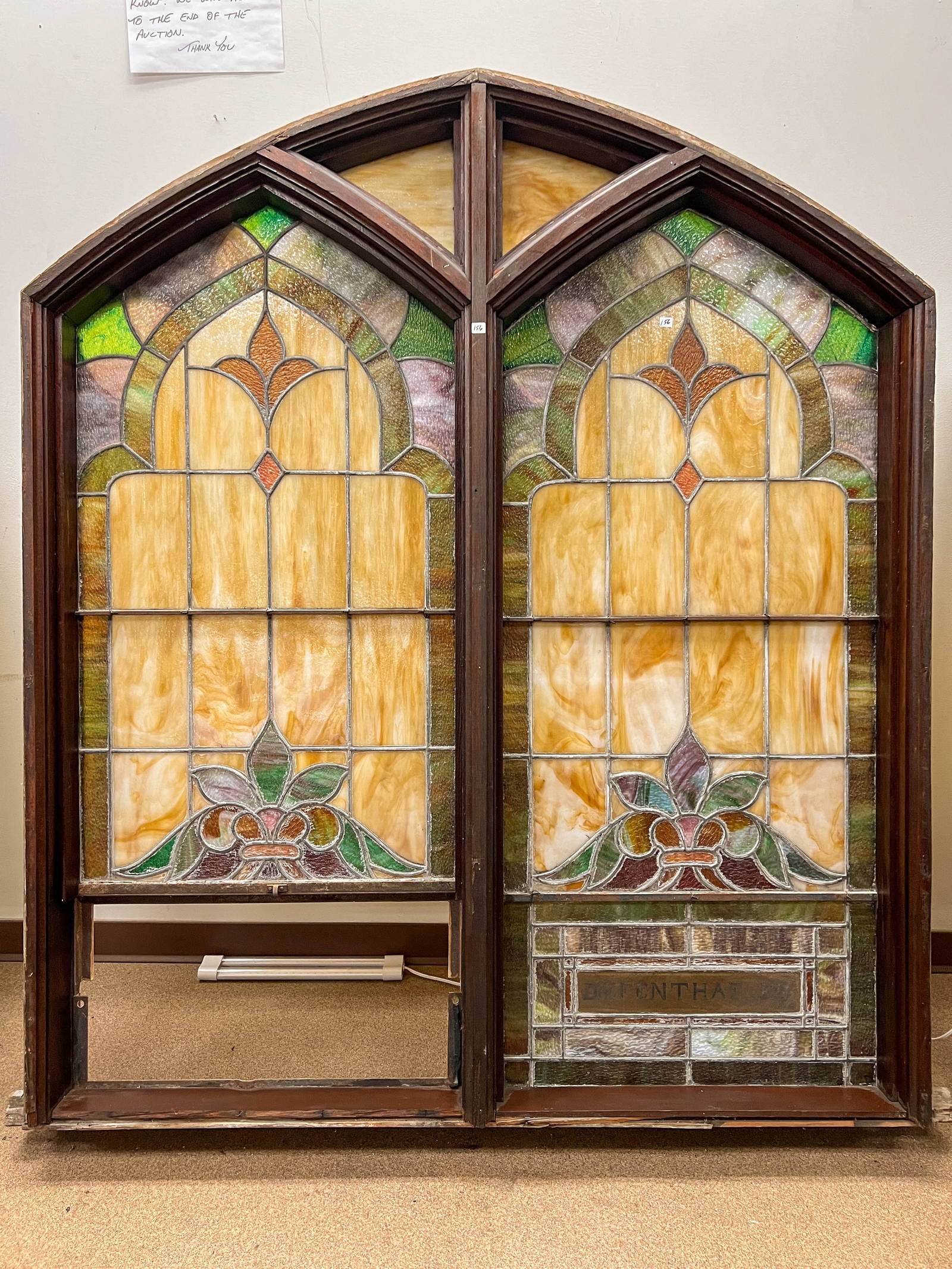 Rare Immense Gothic Style Double Sided Stained Glass Window Auction