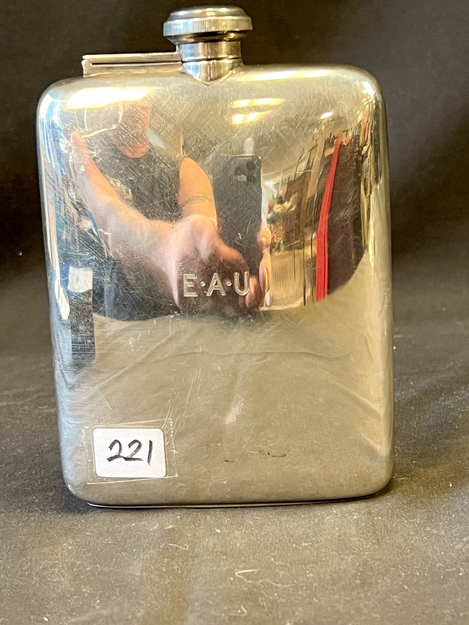 Large Heavy Sterling Silver Flask Auction