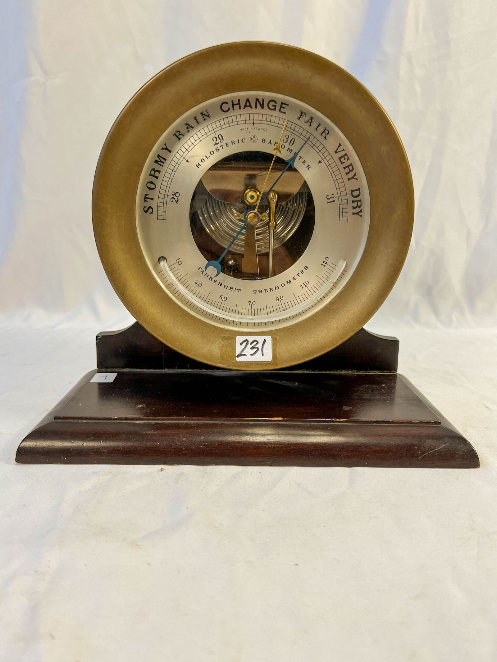 Turn Of The Century Working Barometer With Dual Thermometers In A ...