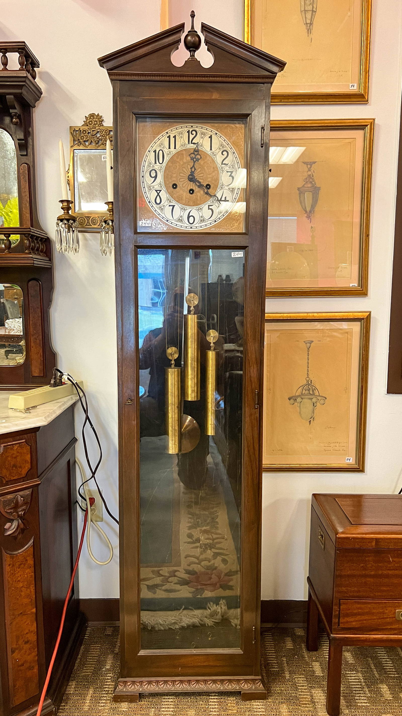 Grandmother Clock In Mahogany Case By Colonial Manufacturing Co. From ...