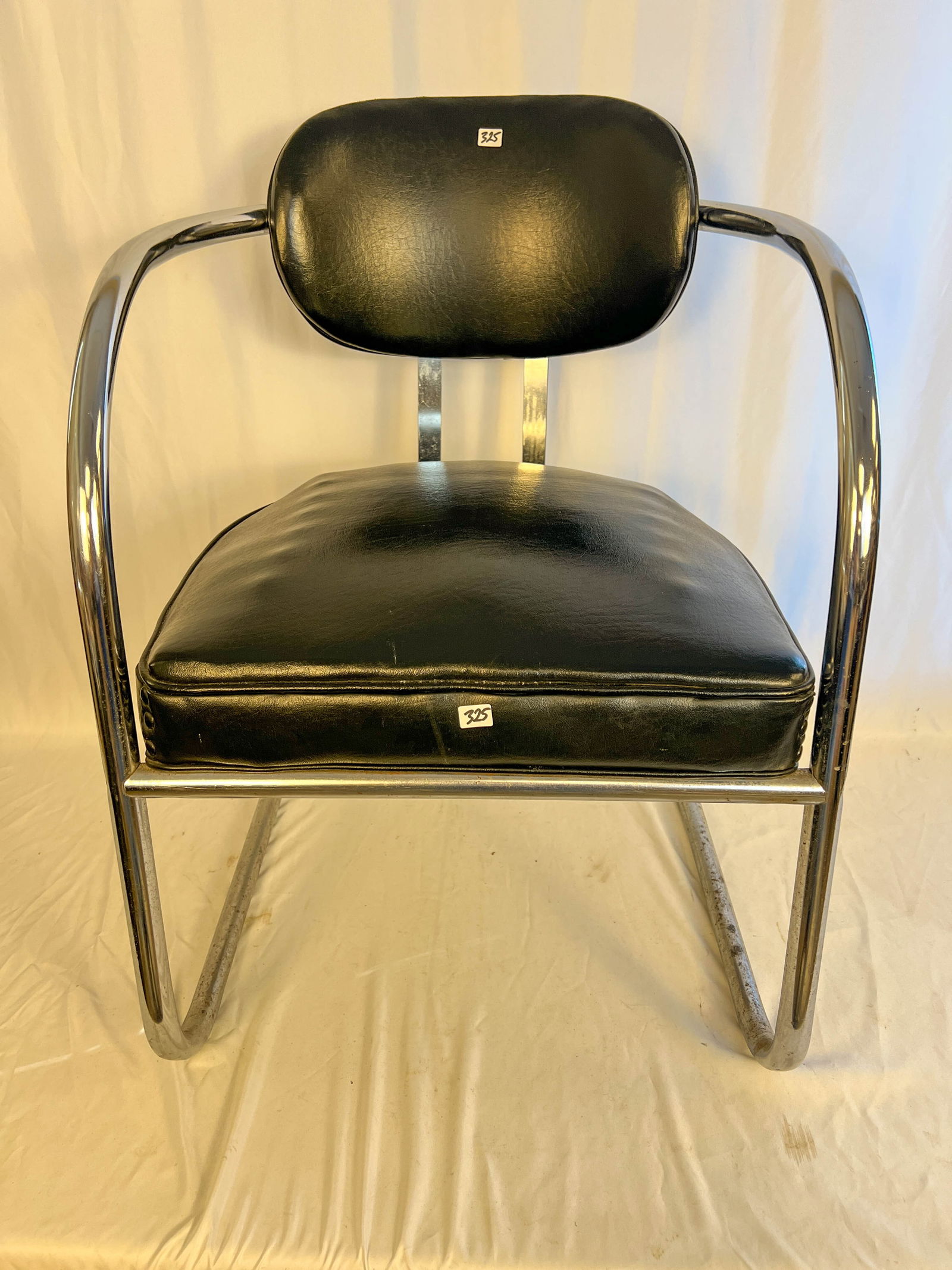 All Original 1950s Art Deco/mcm Chrome And Black Vinyl Arm Chair ...