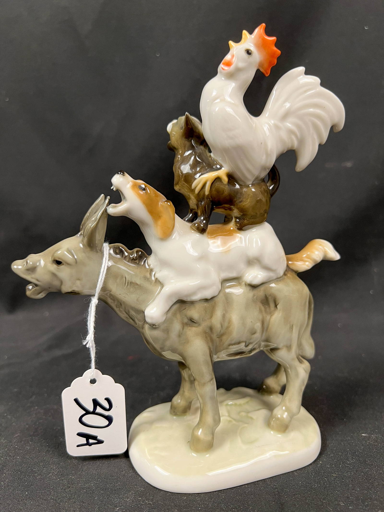 Hutschenreuther Porcelain Donkey, Dog, Cat And Rooster Auction