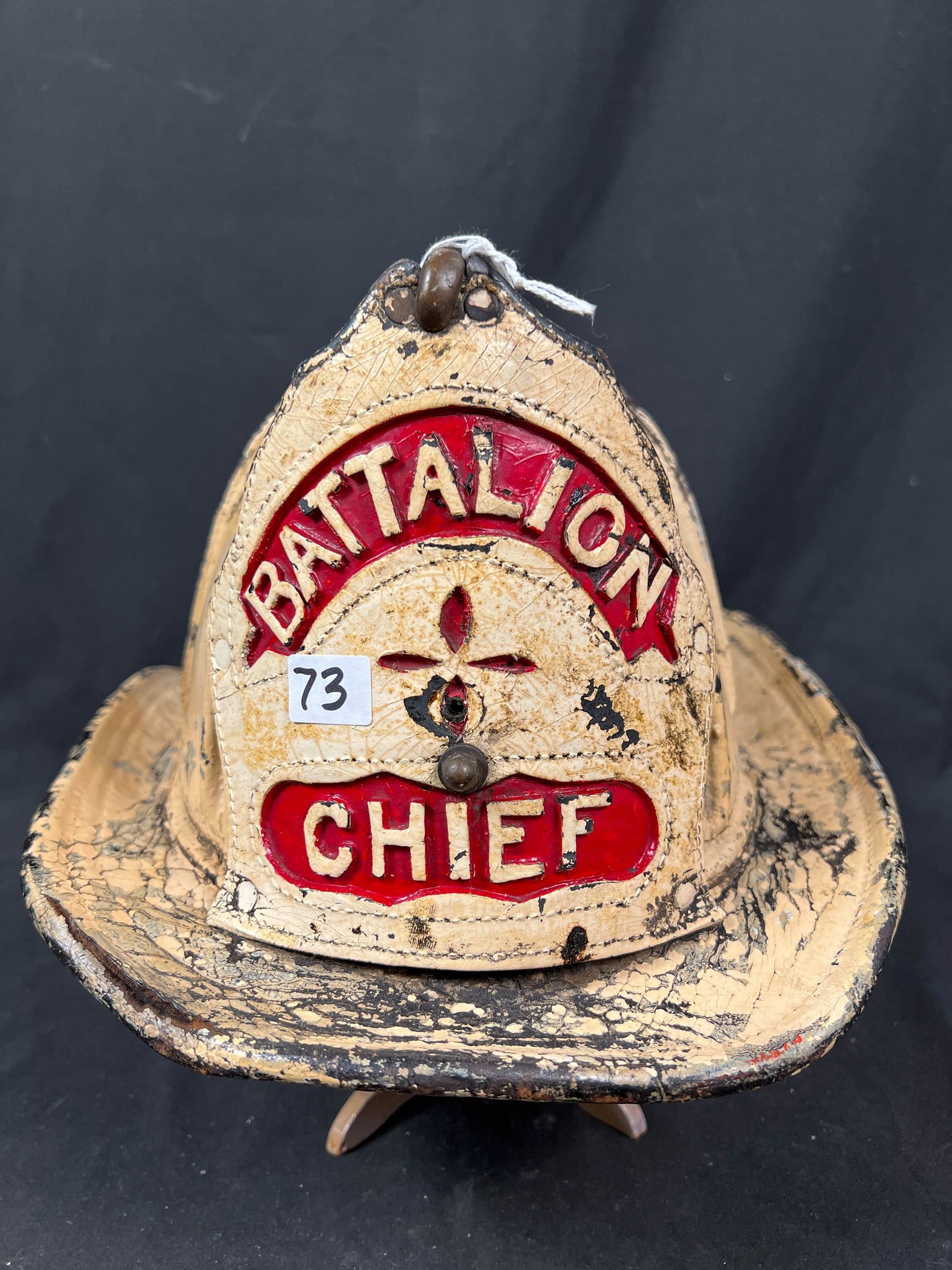 Early Painted Leather Battalion Chief Fire Helmet Cairn's Bros New York ...