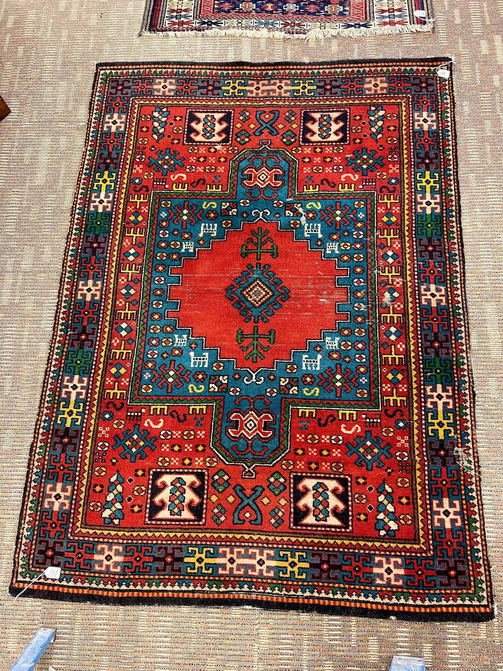 Antique Hand Tied Middle Eastern Tribal Rug With Unusual Geometrics Auction