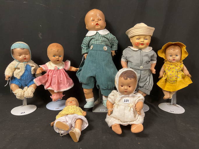 7 Medium Size Composition Baby Dolls