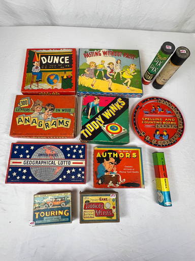 Vintage Lot Of Games Anagrams, Tiddly Winks, Pick Up Sticks And More