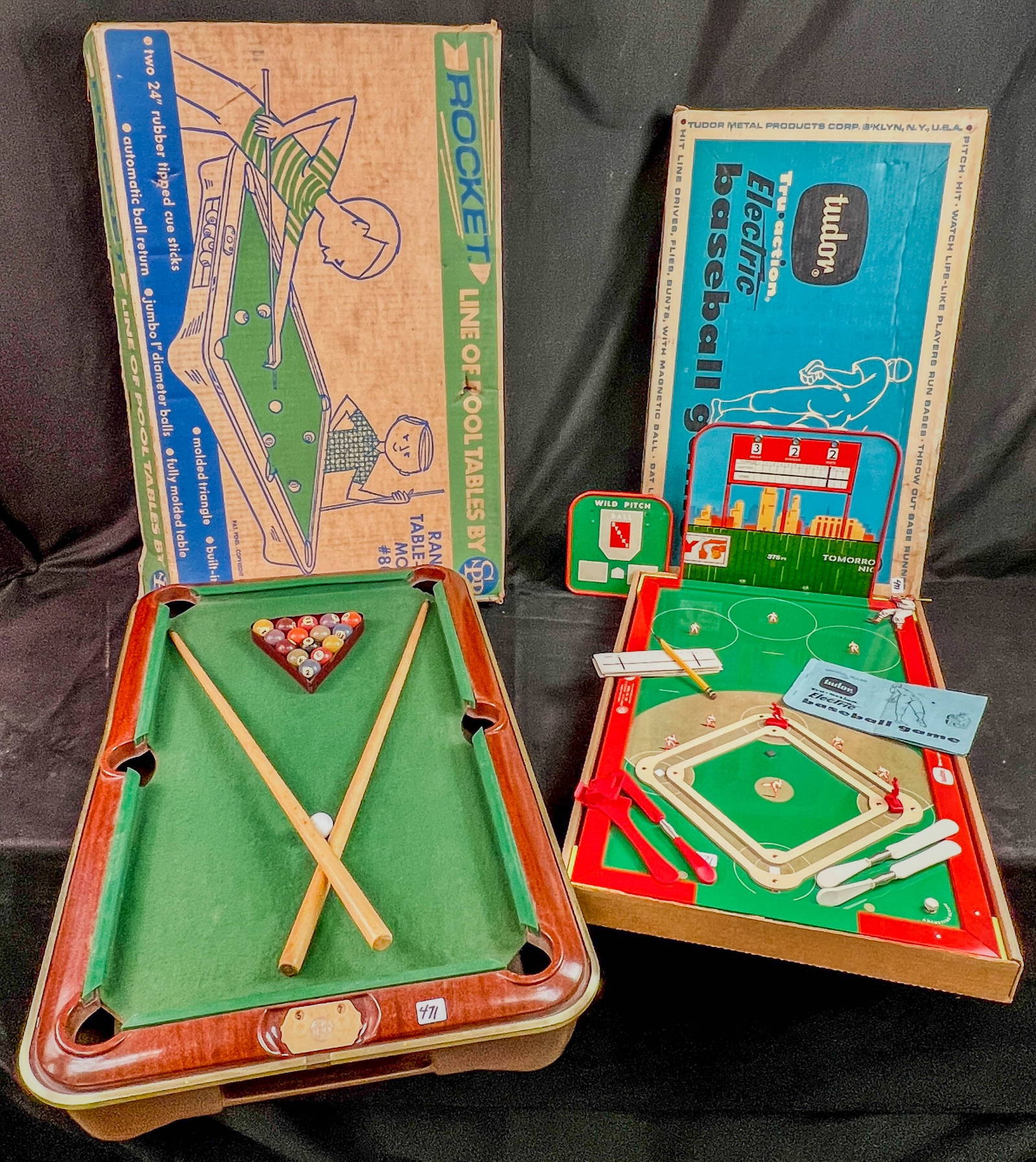 Tudor Tru-action Electric Baseball Game, Ranger Table Top Pool Table C ...
