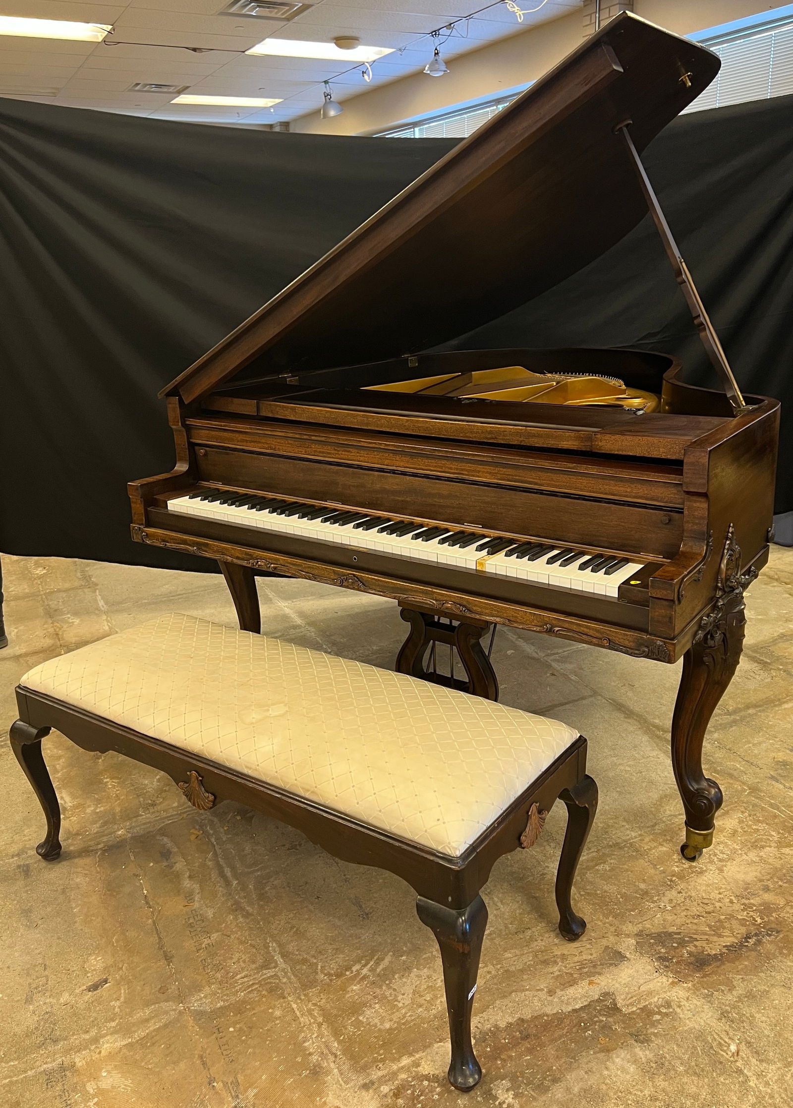 Baldwin French Carved Piano With Bench Auction