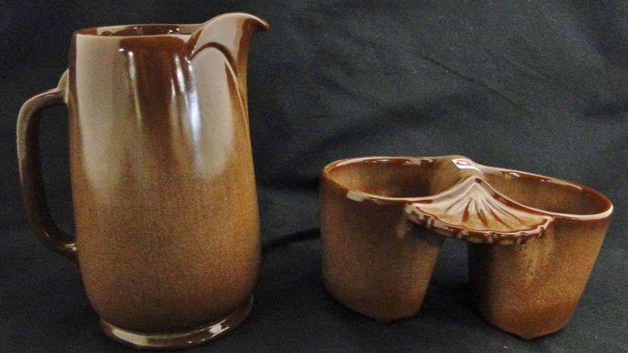 A Frankoma Tall Cream Pitcher #81 And A Double Jam