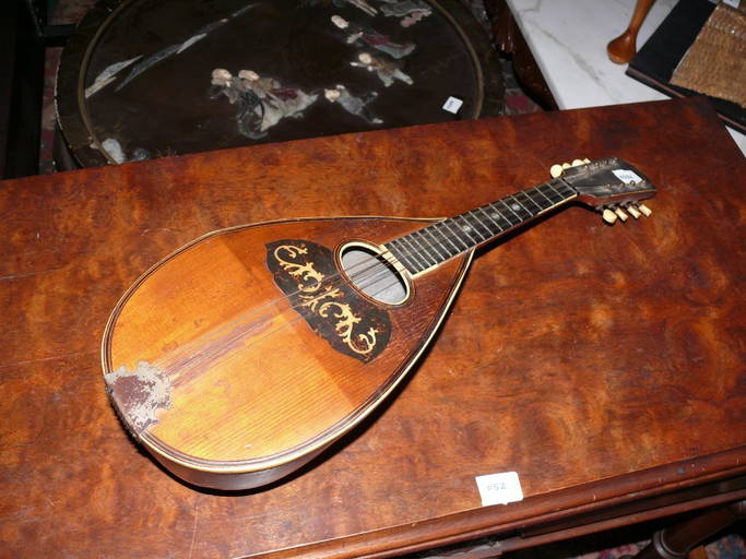Melon Shaped 8 String Inlaid Mandolin, Prob. 19th C.