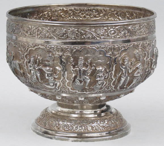 Anglo Indian Silver Center Bowl
