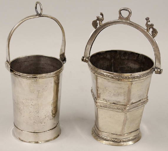 (on 2) Spanish Colonial Silver Water Buckets