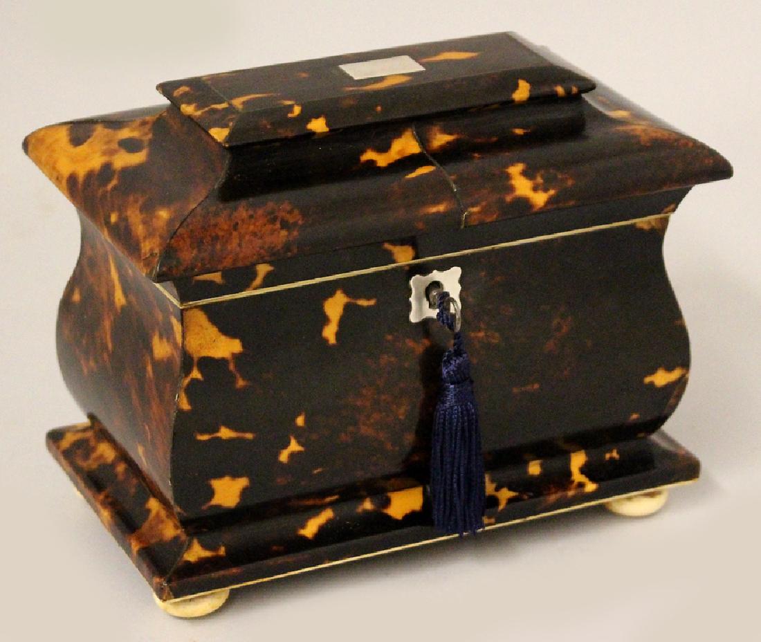 English Georgian Tortoise Shell Tea Caddy