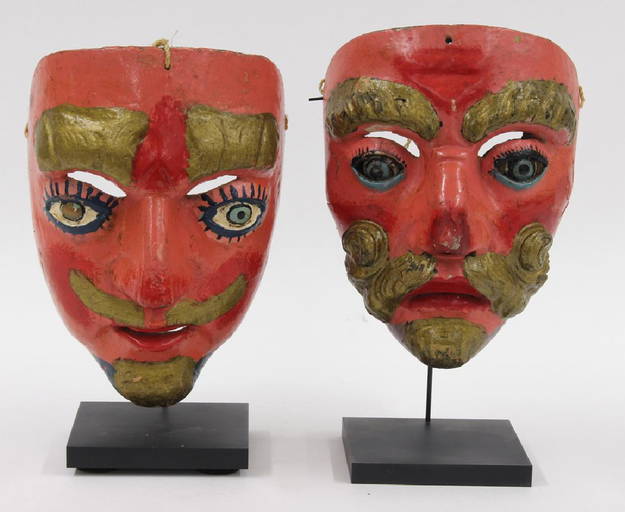 (2) Antique Guatemalan Dance Masks